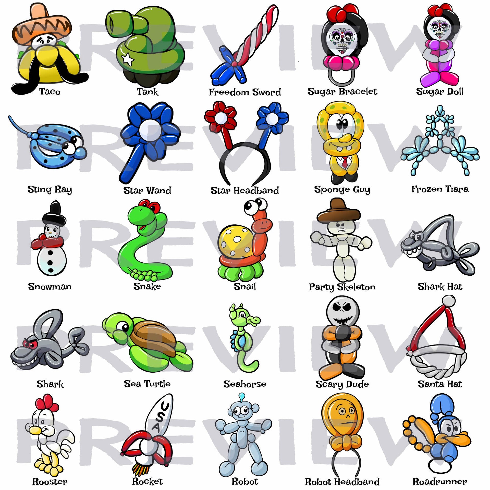 MEGA Balloon Animal Menu Clip Art Bundle! – Twister Sister Studios