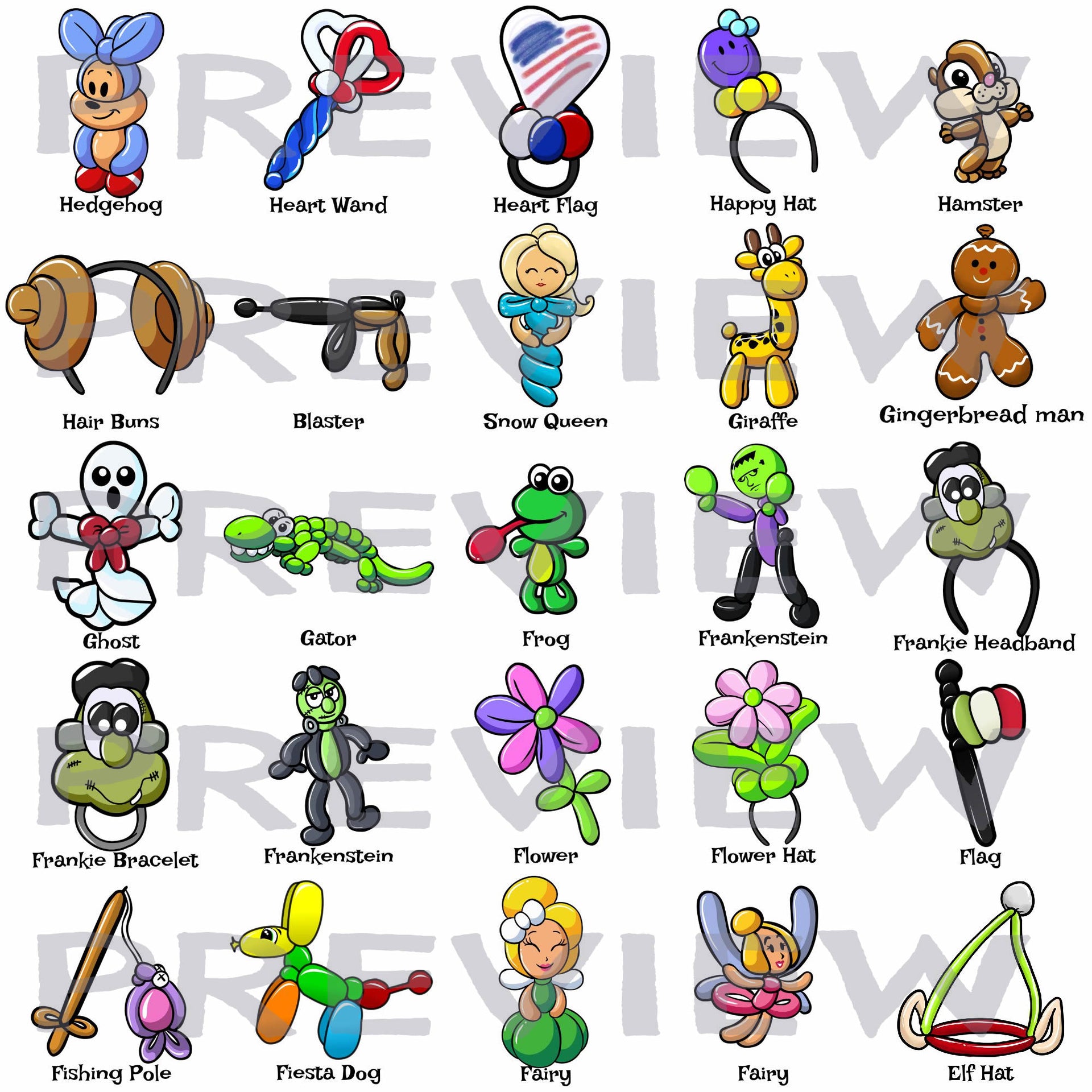MEGA Balloon Animal Menu Clip Art Bundle! – Twister Sister Studios