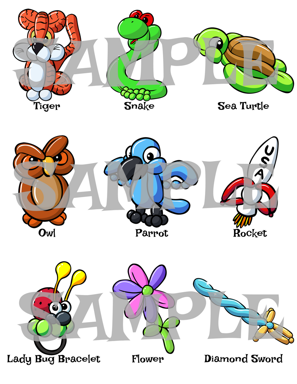 Balloon Animal Menu 6 – Twister Sister Studios
